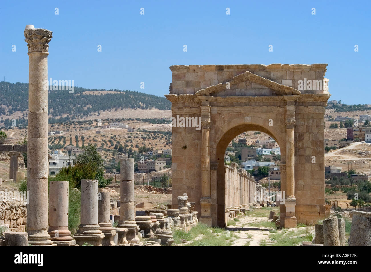 North gate Roman city Jerash Jordan Middle East Stock Photo - Alamy