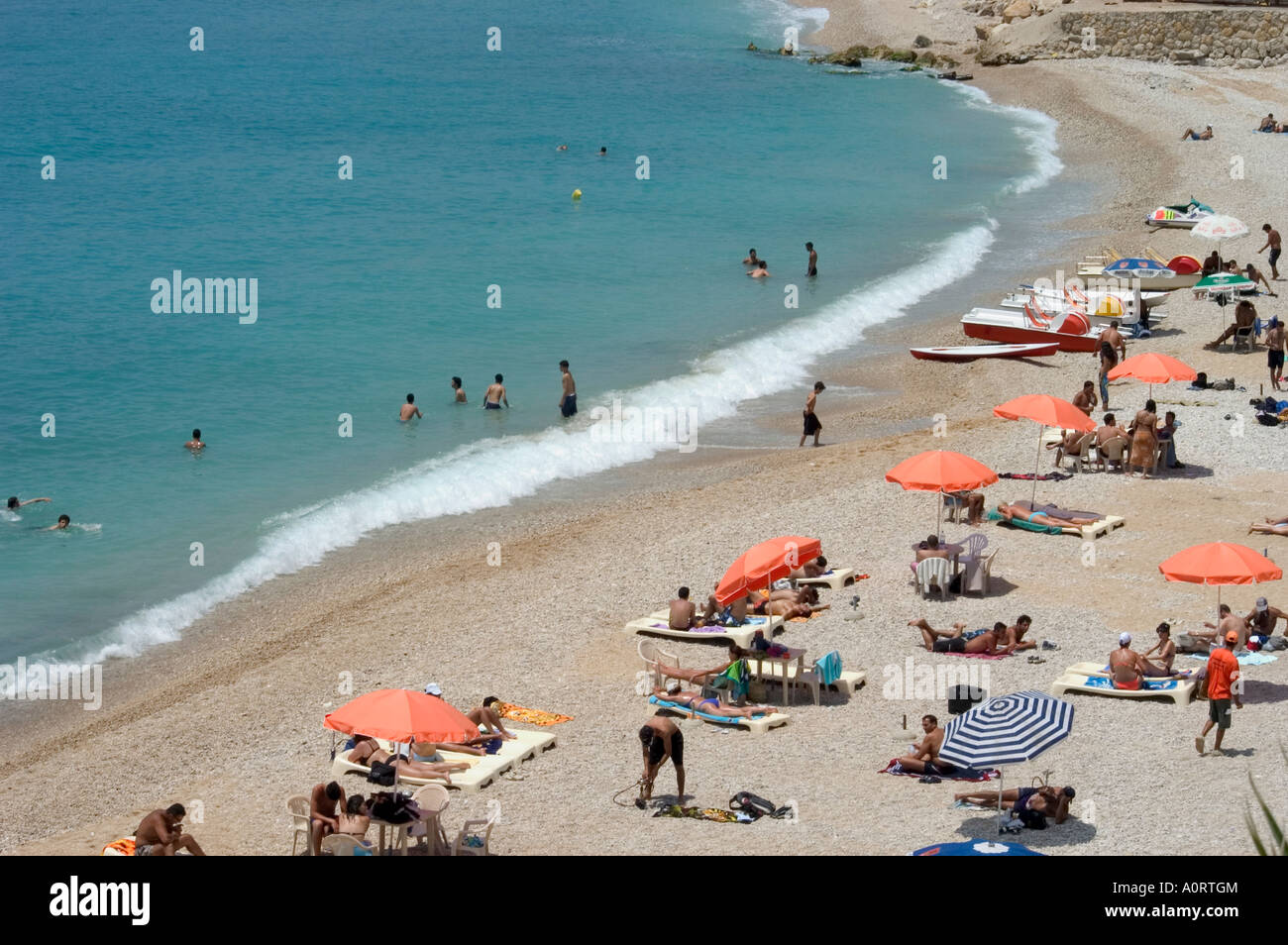 Beach area Byblos Lebanon Middle East Stock Photo - Alamy
