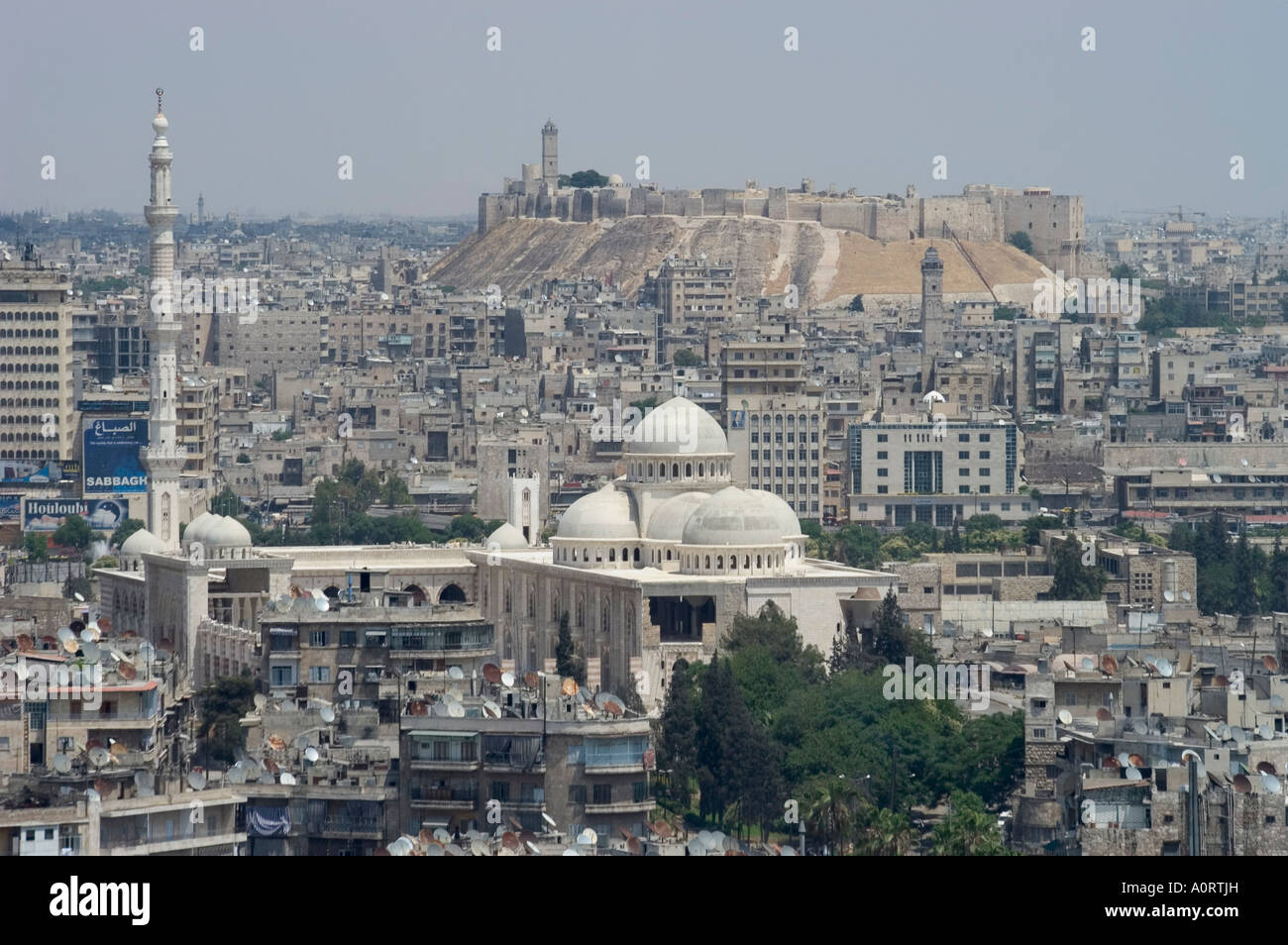 City mosque and the Citadel Aleppo Haleb Syria Middle East Stock Photo ...