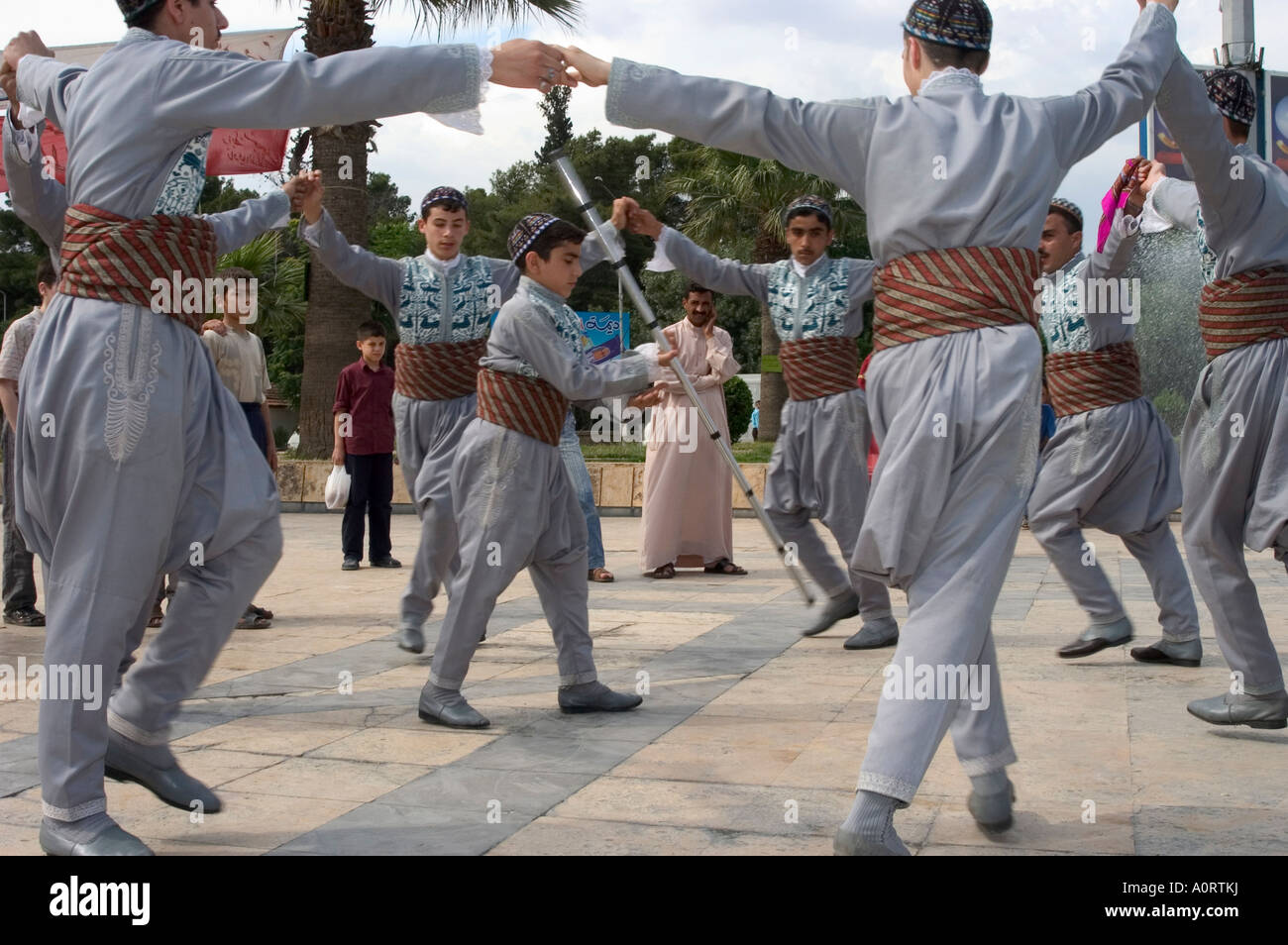 Traditionally dressed dancers and drummers Aleppo Haleb Syria Middle ...