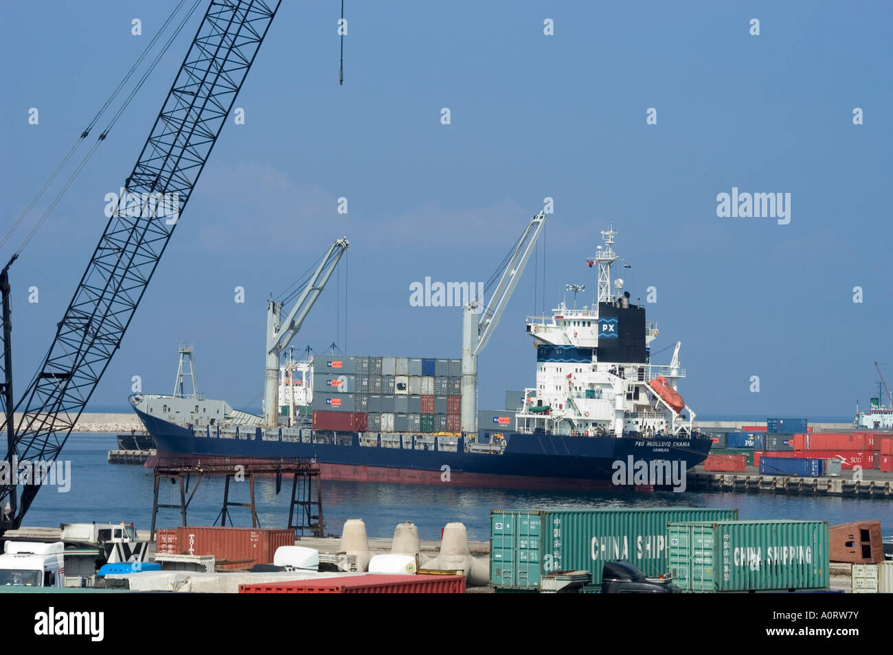 Container ships in port area Lattakia Syria Middle East Stock Photo - Alamy
