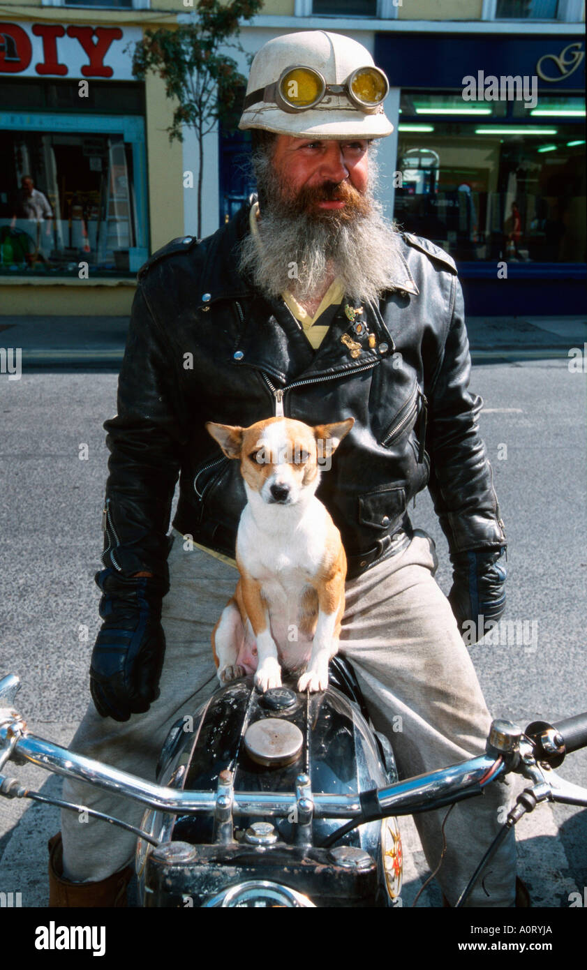 Motorbiker with dog Stock Photo - Alamy