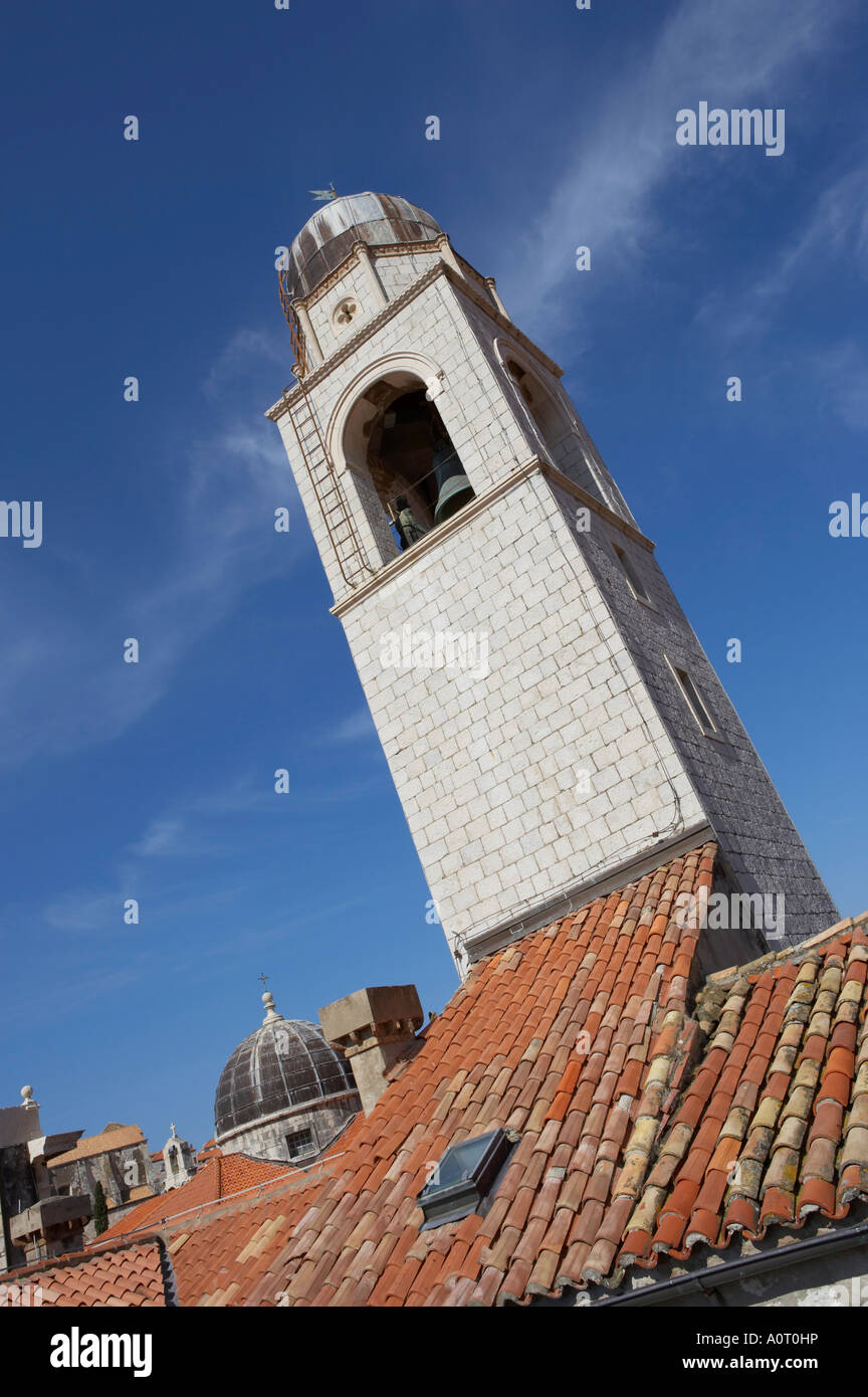 View from the city walls of the city bell tower Dubrovnik Dalmatia ...