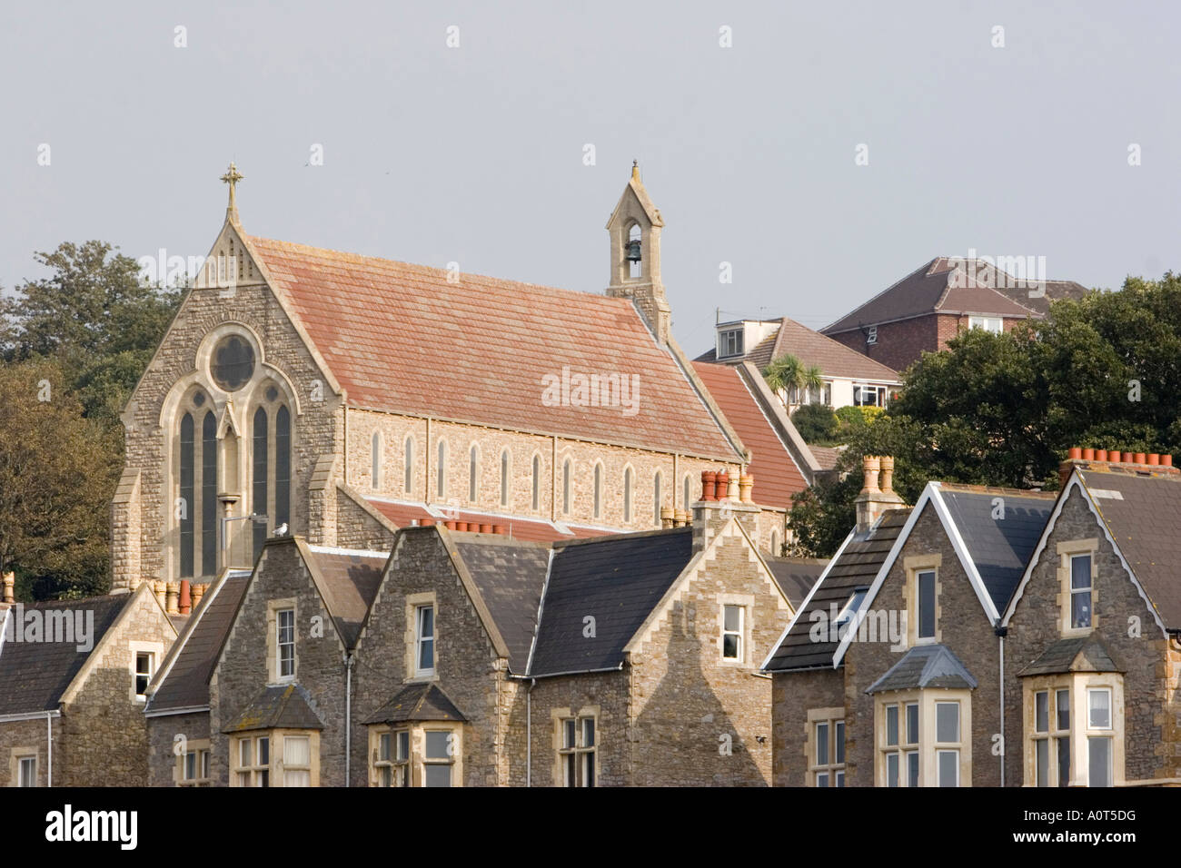 Church and houses in Clevedon Somerset Stock Photo - Alamy