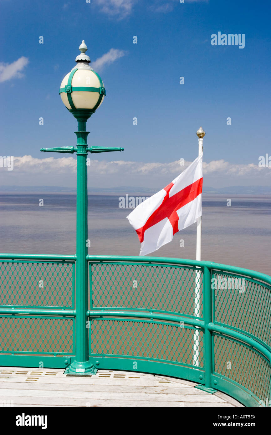 Flag and lantern on Clevedon pier Stock Photo - Alamy
