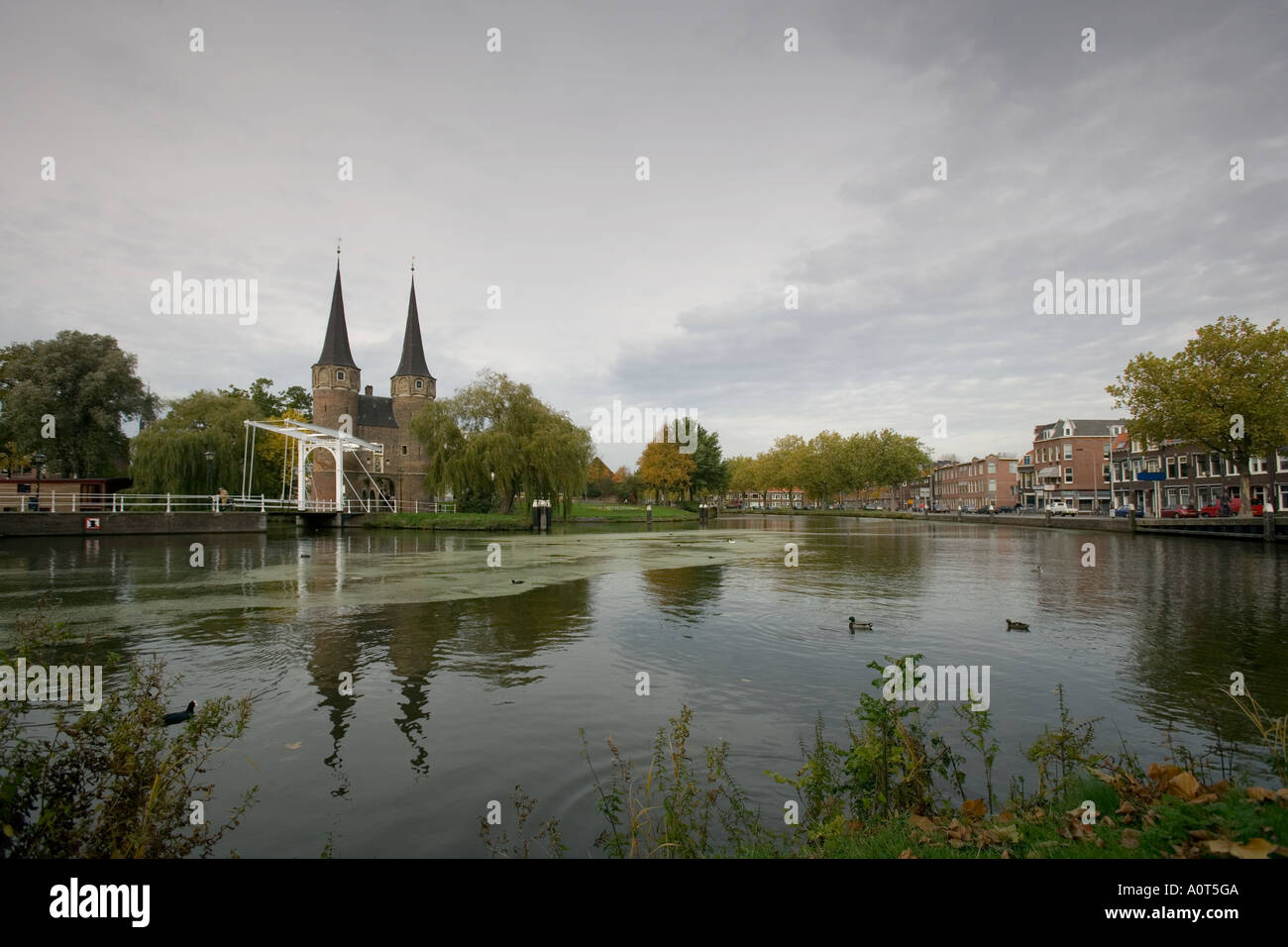 Delft lifting bridge in front of old town gate near Oostpoort Delft ...