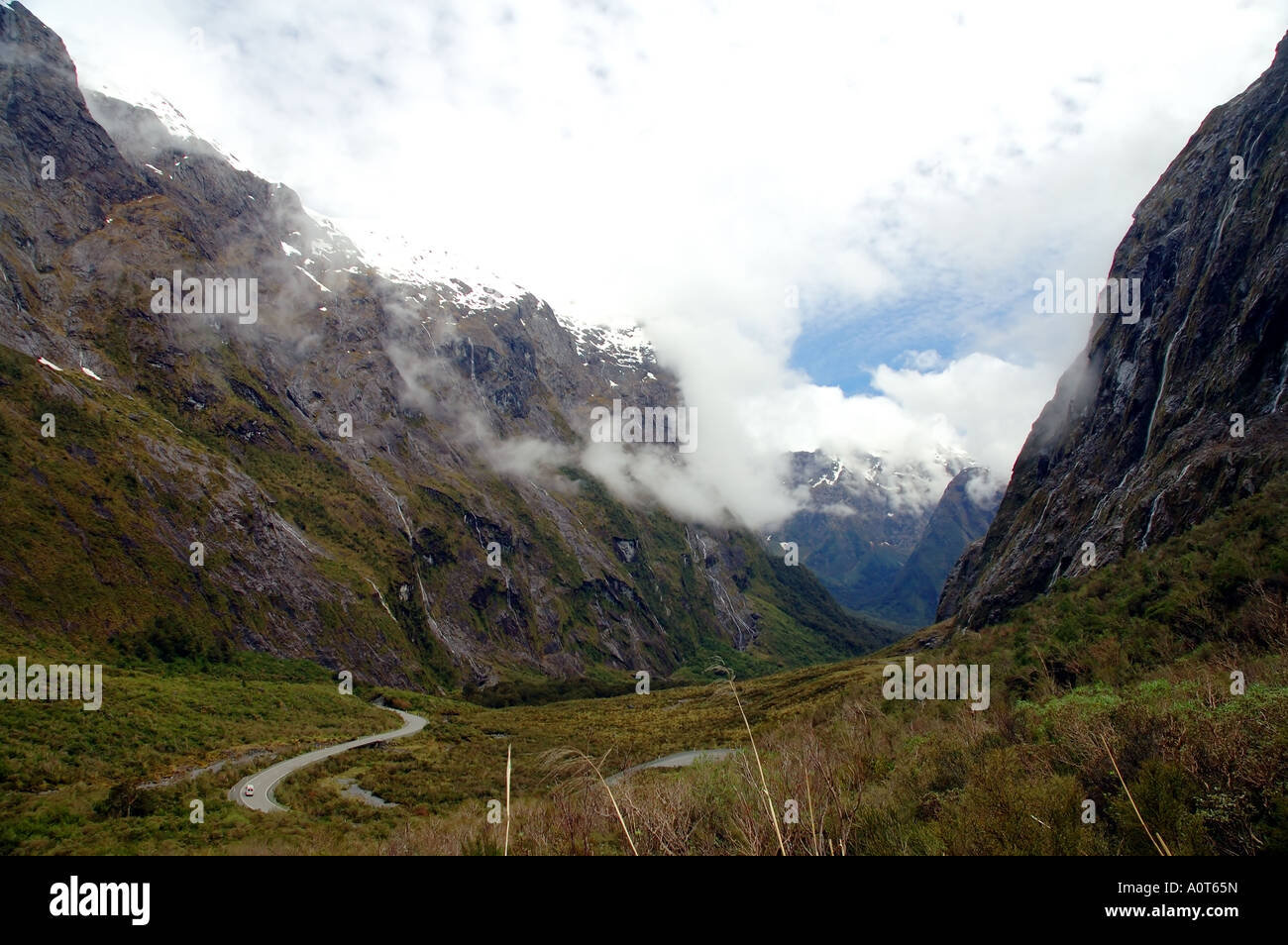 Milford Road descending towards Milford Sound after Homer tunnel ...