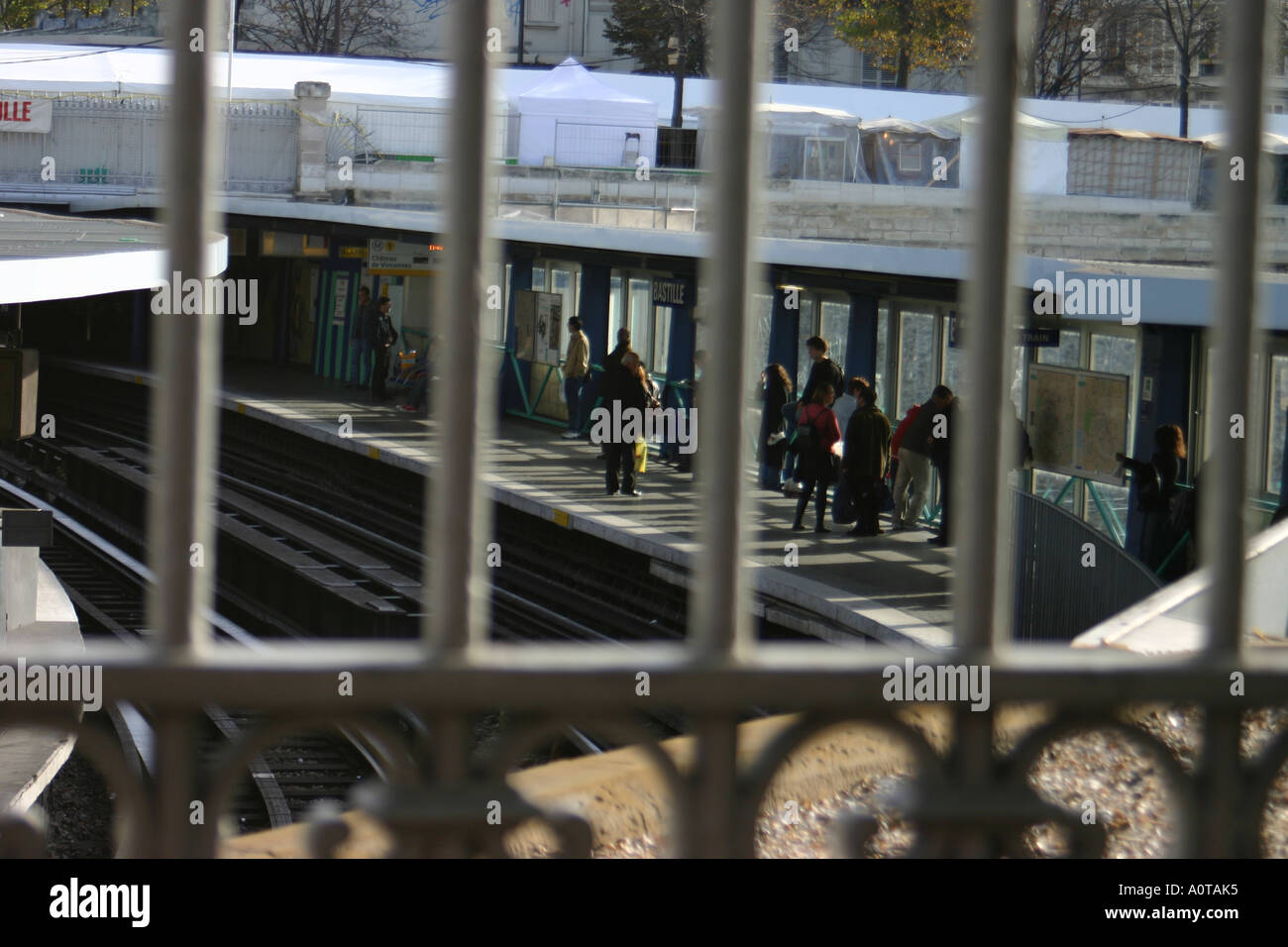 Train station platform in Paris France seen through a decorative ...