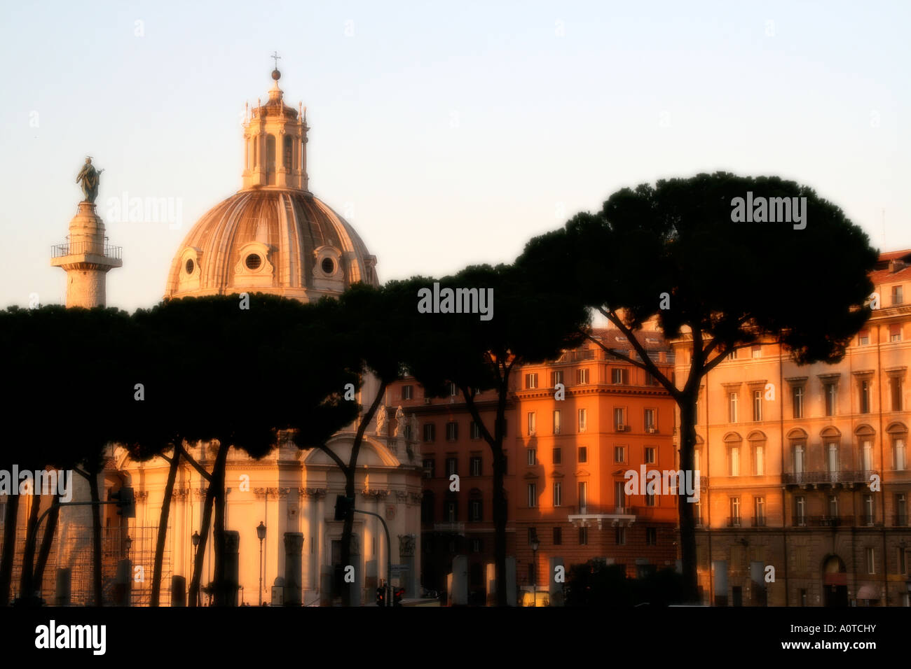 Cypress trees line the Via dei Fori Imperiali in Rome Italy Stock Photo ...