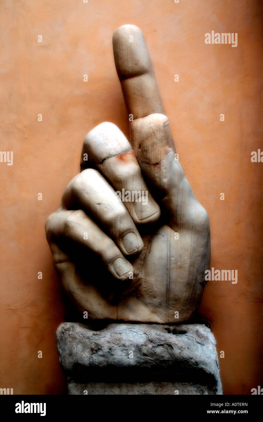 Hand of the giant statue of the Emperor Constantine in the courtyard of ...