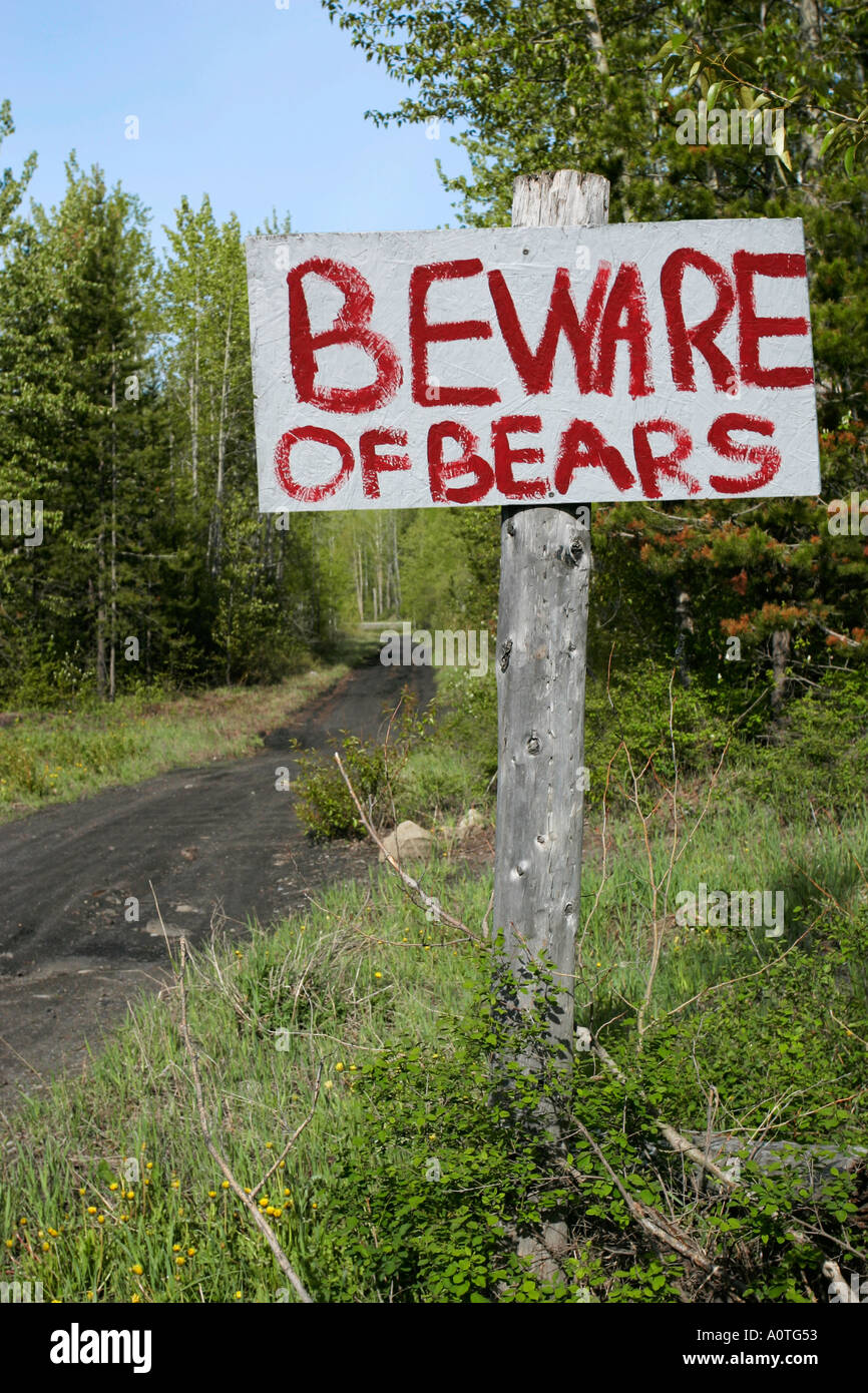 Sign caution beware of bears hi-res stock photography and images - Alamy