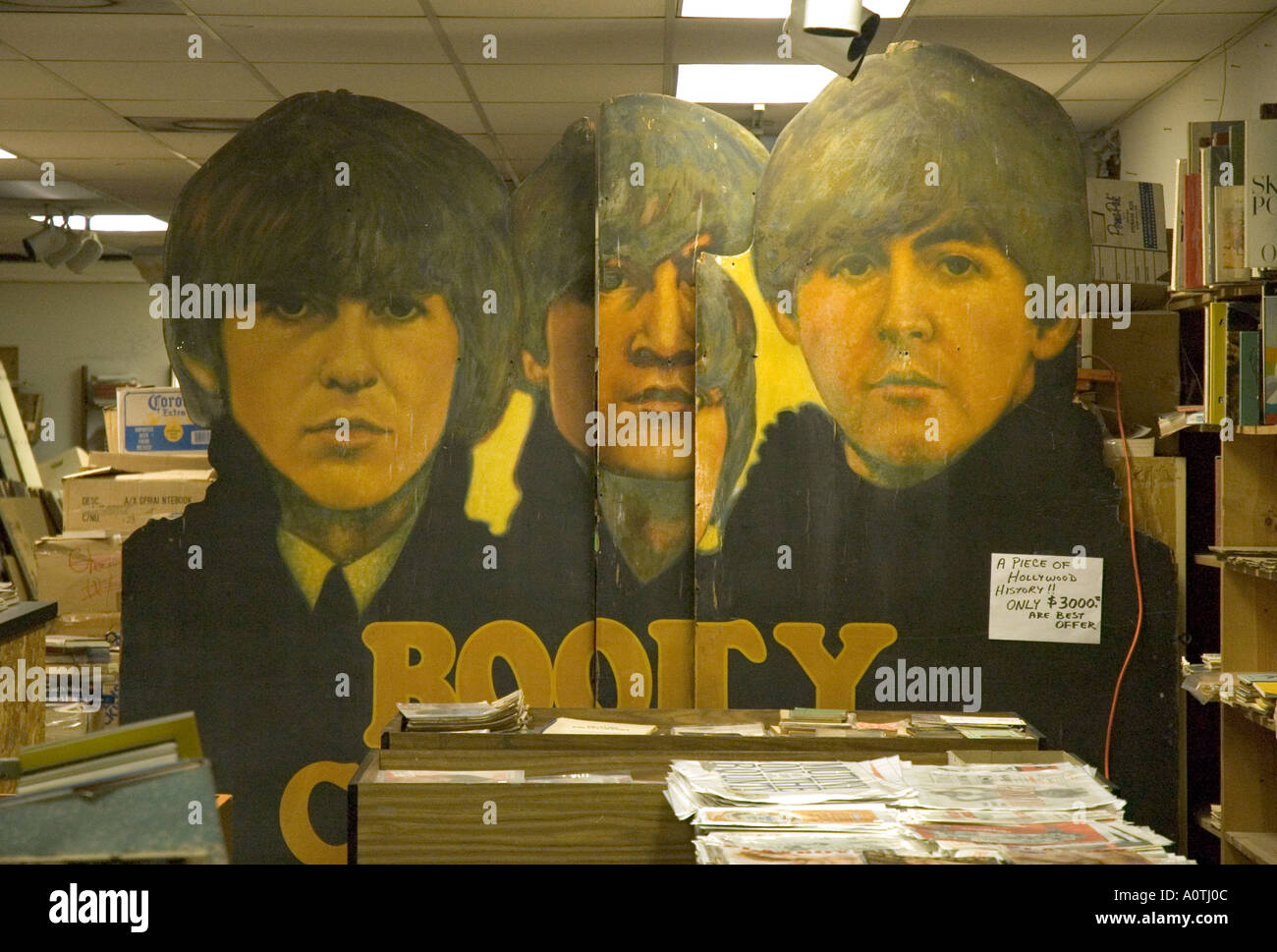 A Beatles display in a second hand book store on Hollywood Boulevard ...