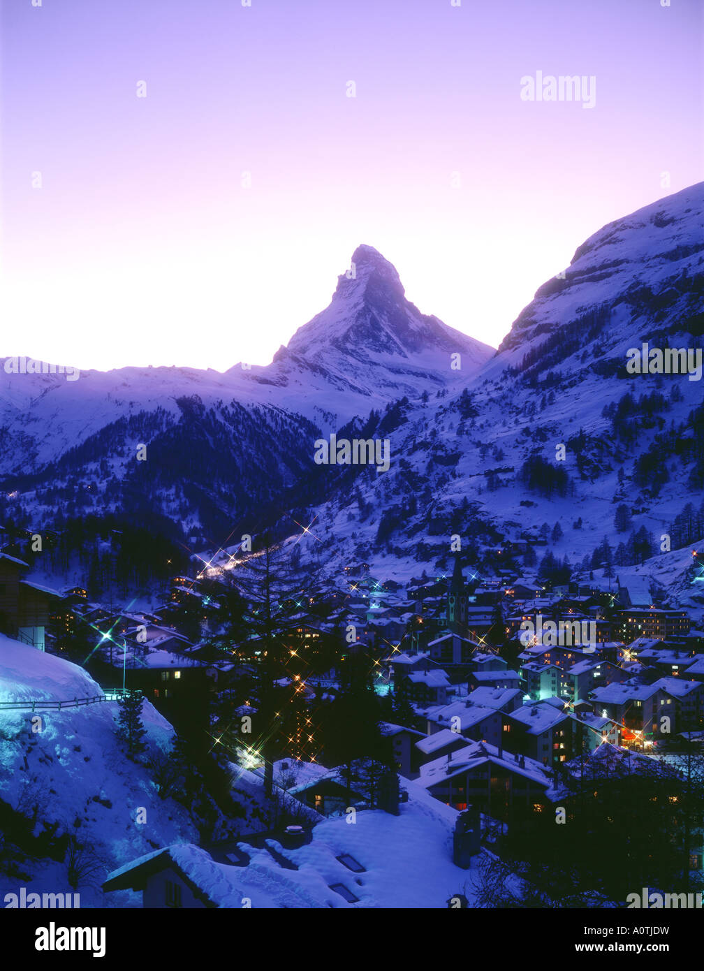 Night view of Matterhorn from Zermatt Stock Photo - Alamy