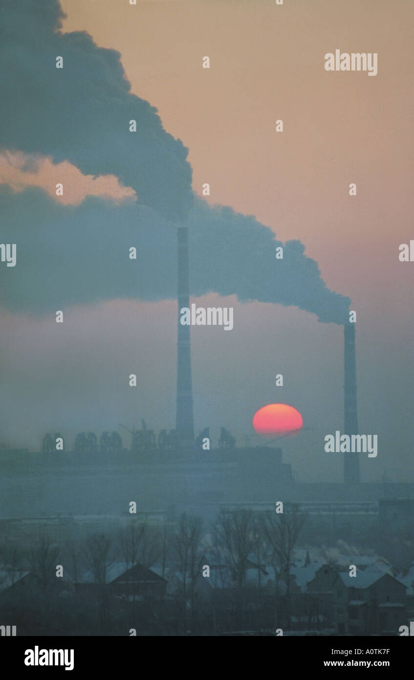Smokestacks of a plant Russia Stock Photo - Alamy