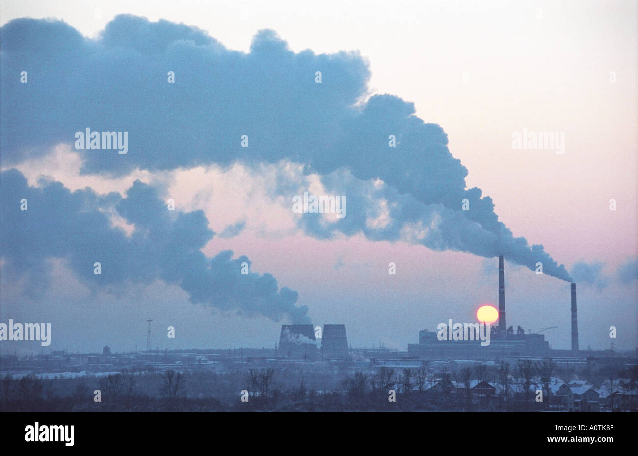 Smokestacks of a plant Russia Stock Photo - Alamy