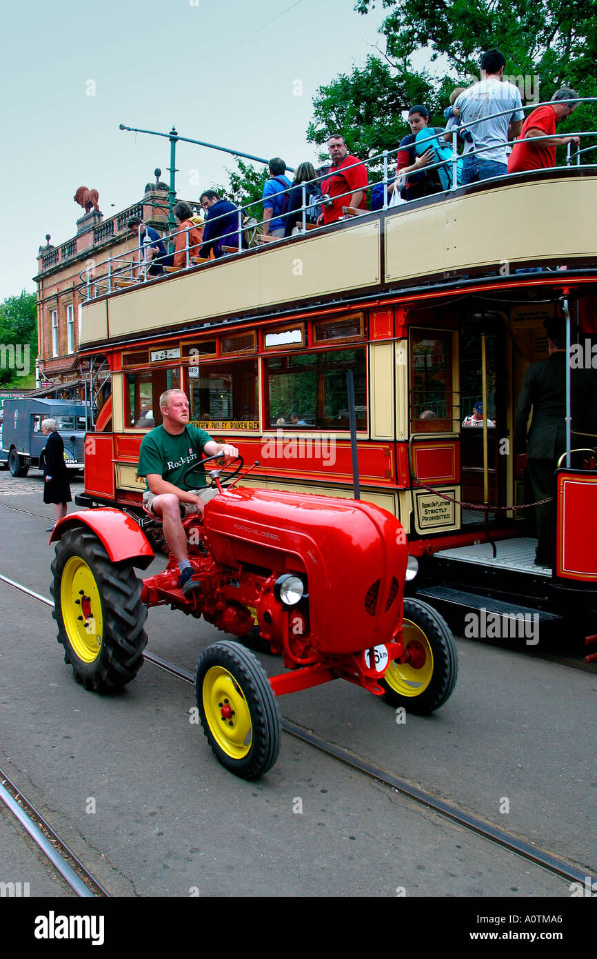 VINTAGE TRAM AND TRACTOR NATIONAL TRAMWAY MUSEUM CRICH ENGLAND Stock ...