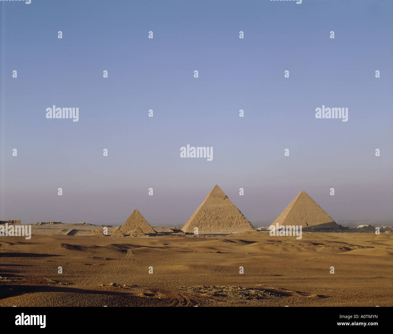 Three Great Pyramids evening World Heritage Stock Photo - Alamy