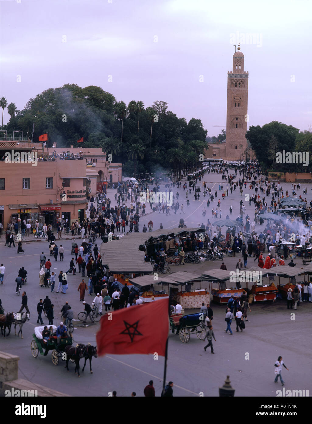 Jamaa el Fna Square Minaret of Koutoubia Mosque World Heritage Stock ...