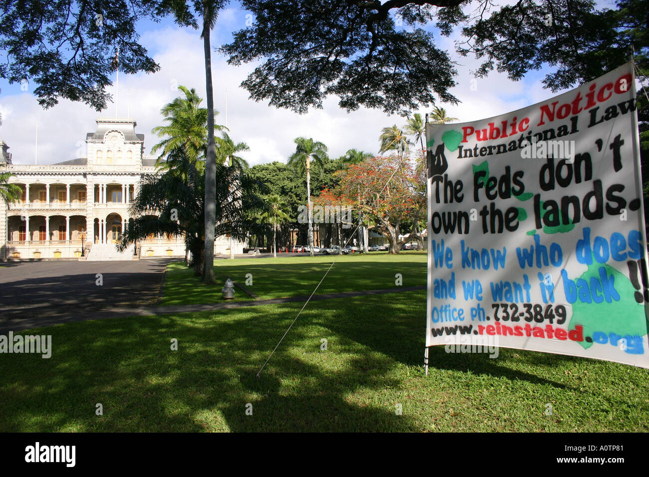 Native Hawaiian protest at Iolani Palace Honolulu Hawaii Stock Photo ...