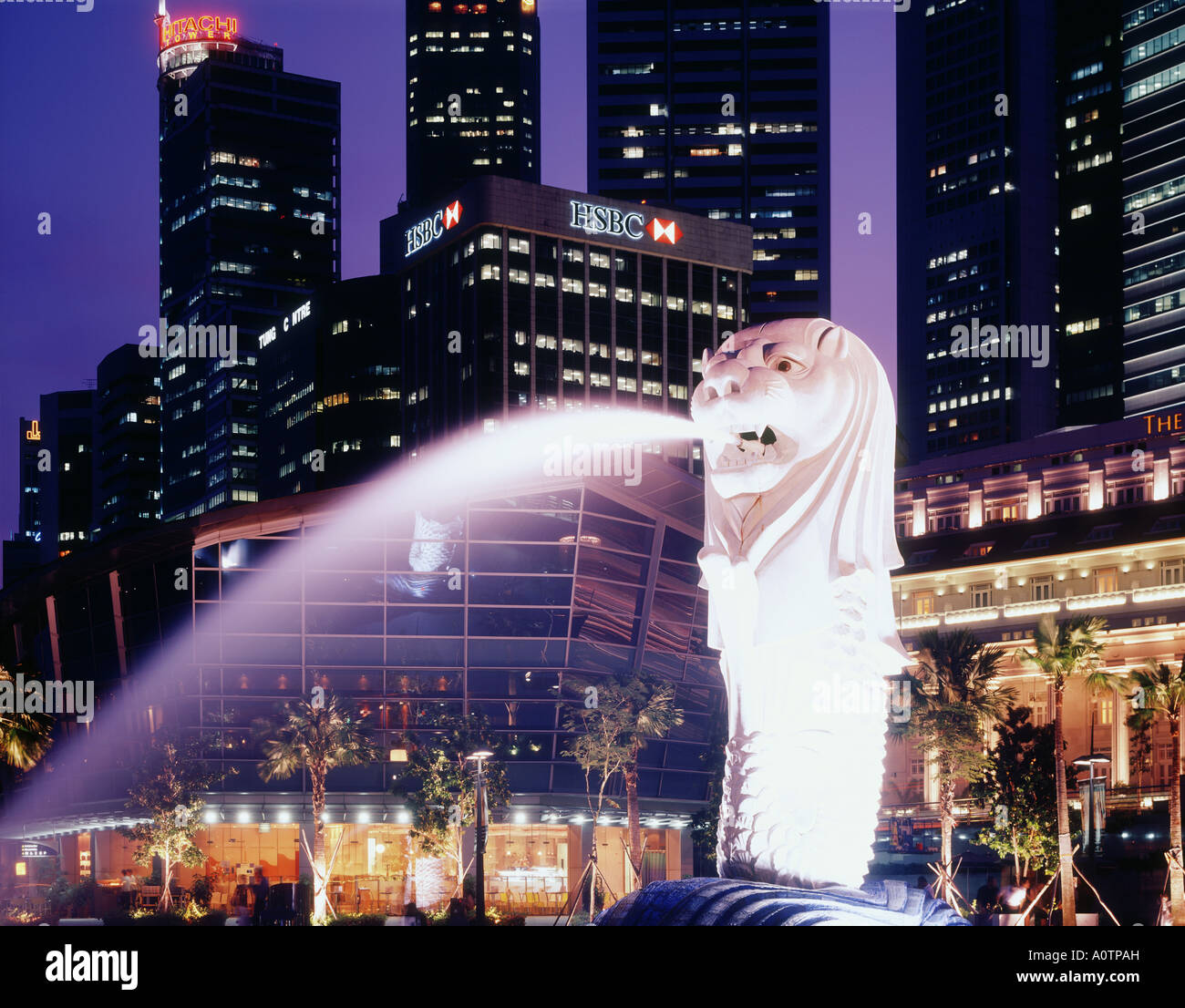Merlion at Night Stock Photo - Alamy