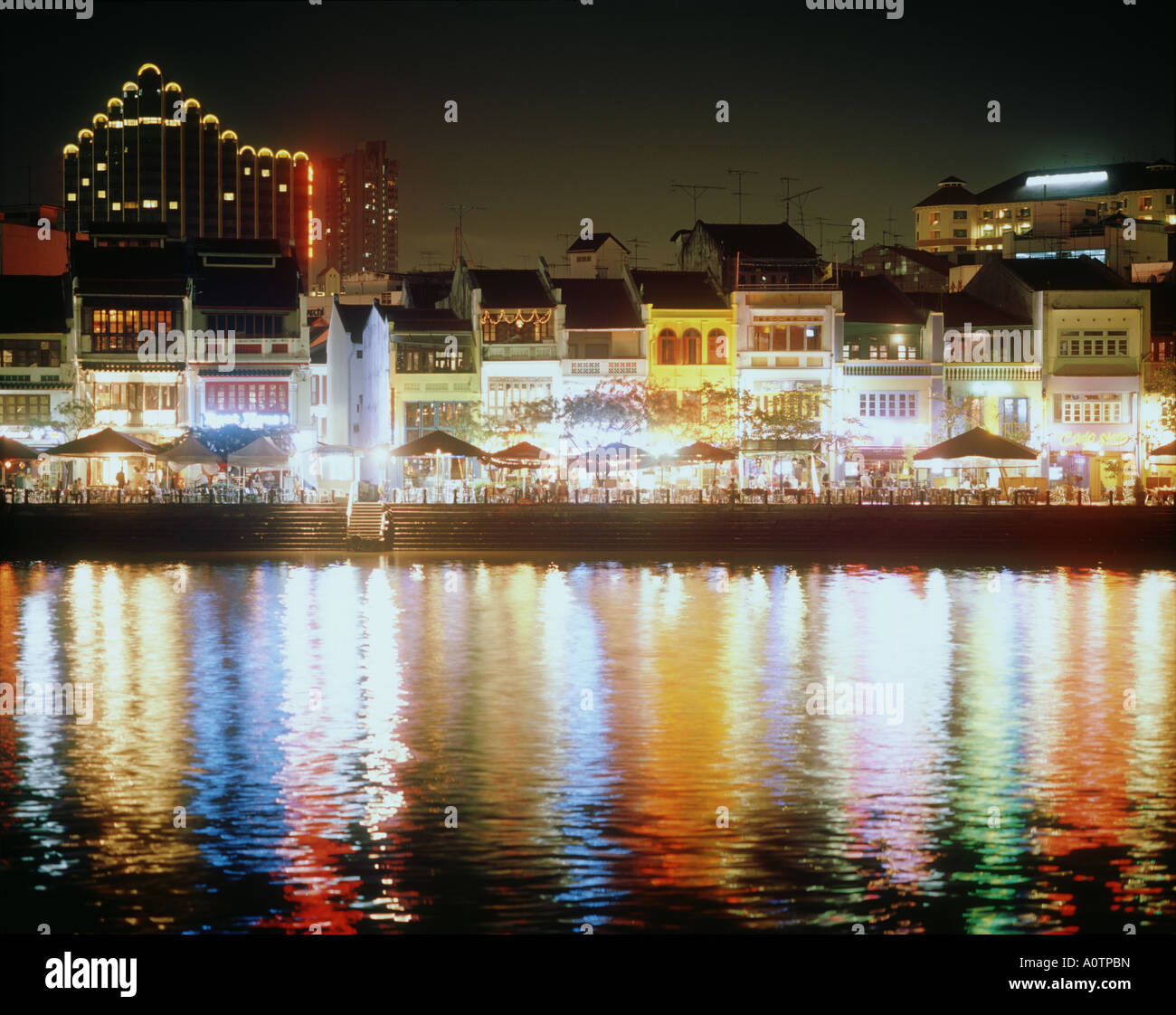 Boat Quay at Night Stock Photo - Alamy