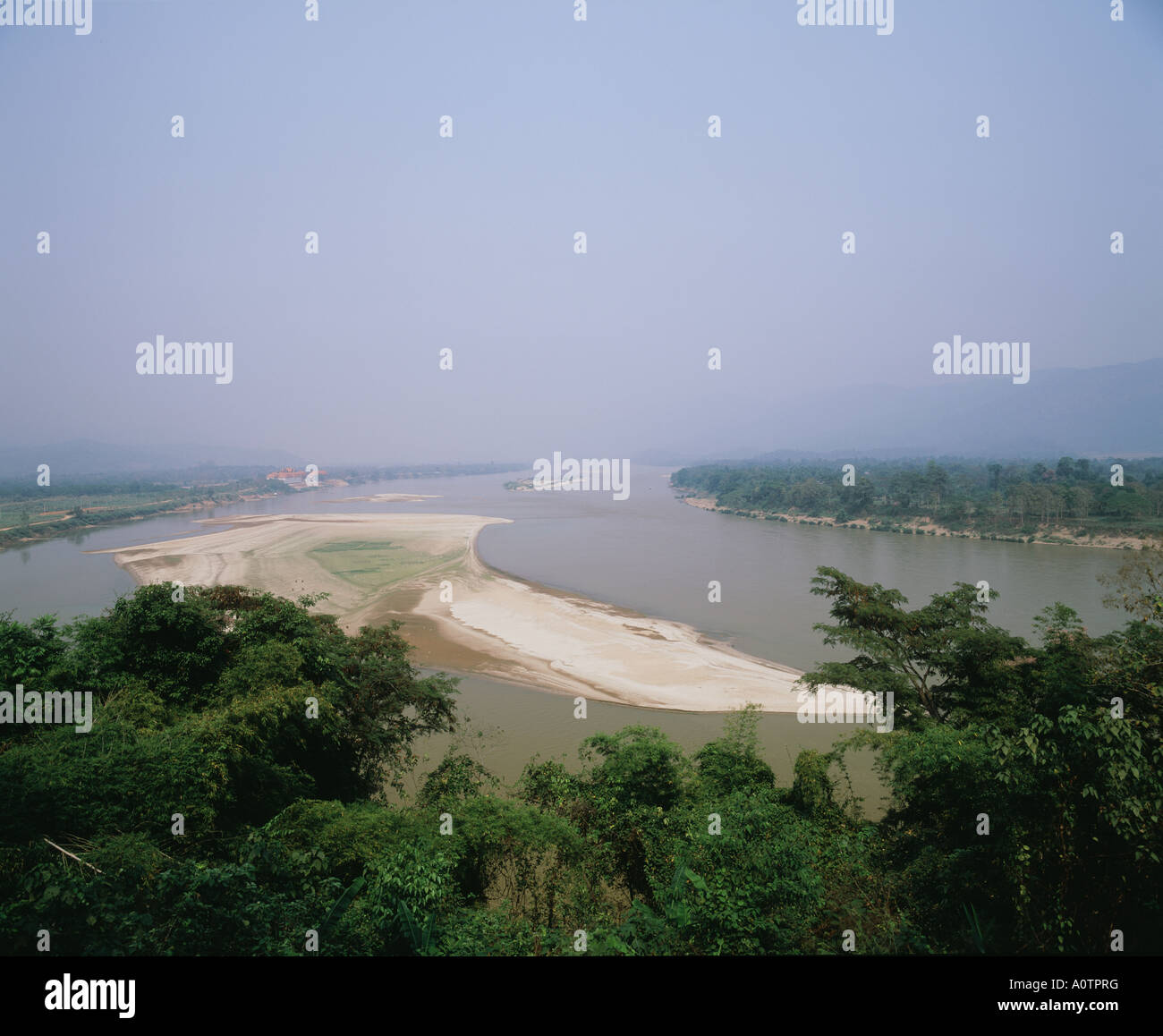 Golden Triangle Border Between Thailand front Laos right Myanmar left ...