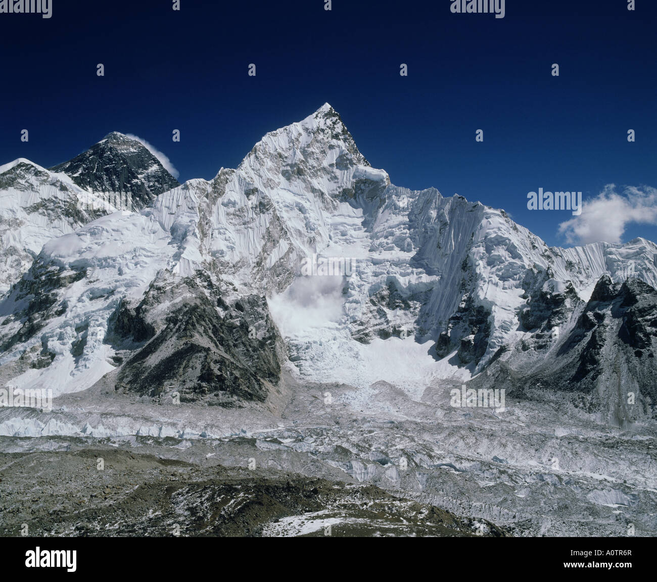 Mt Everest left and Nuptse World Heritage Stock Photo - Alamy