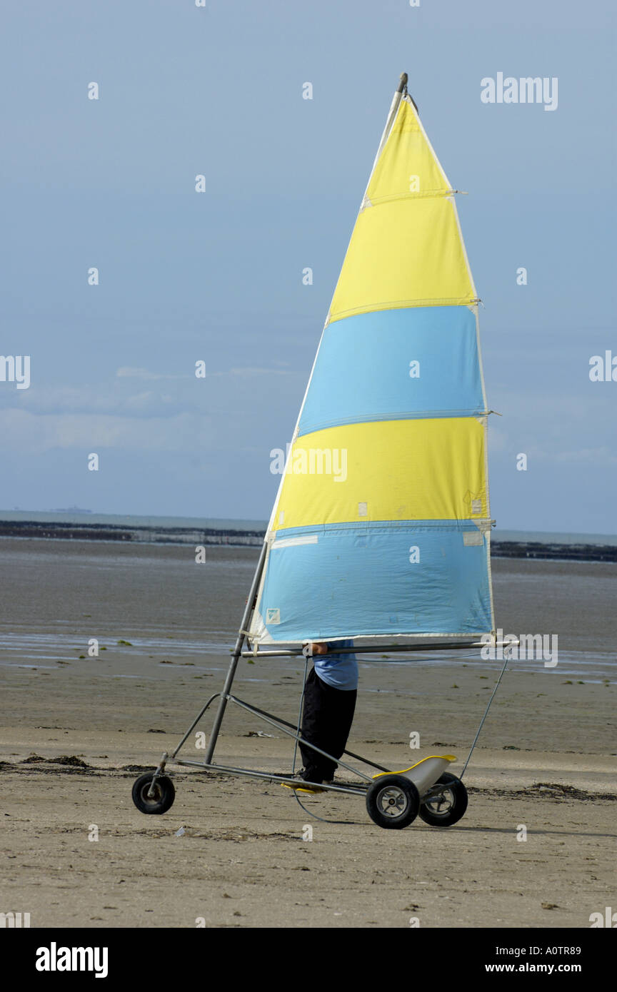 One Land Yacht On The Beach Stock Photo - Alamy