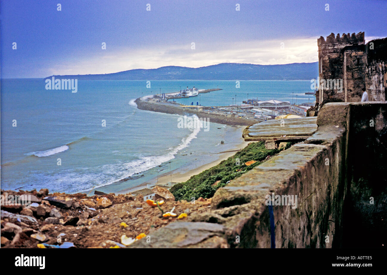 AFRICA MOROCCO TANGIER Port of Tangier from the Kasbah with ferries ...
