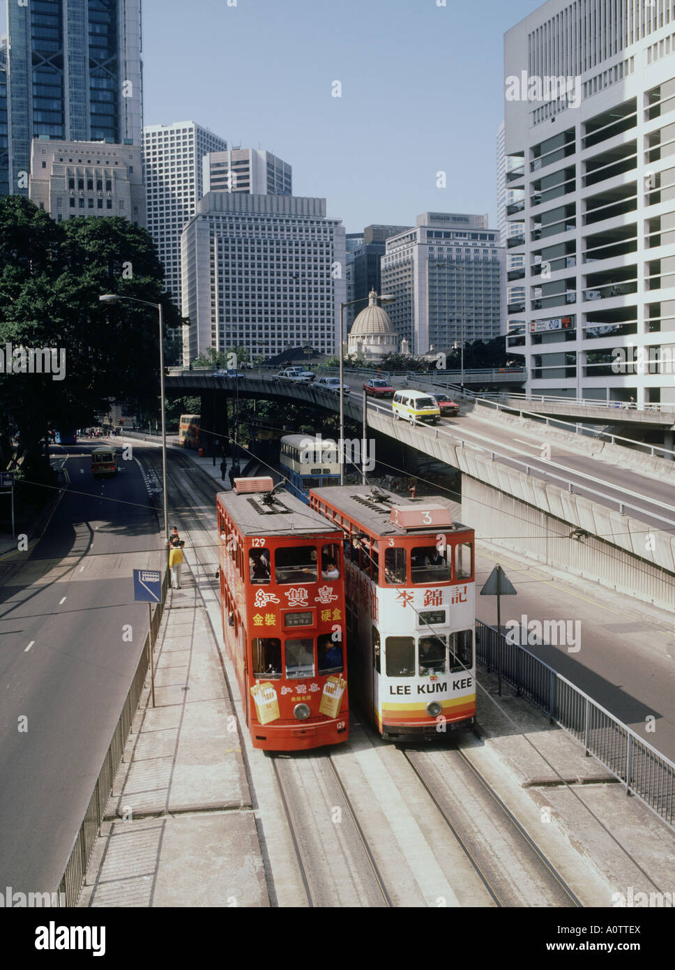 Double Decker Tram Stock Photo - Alamy