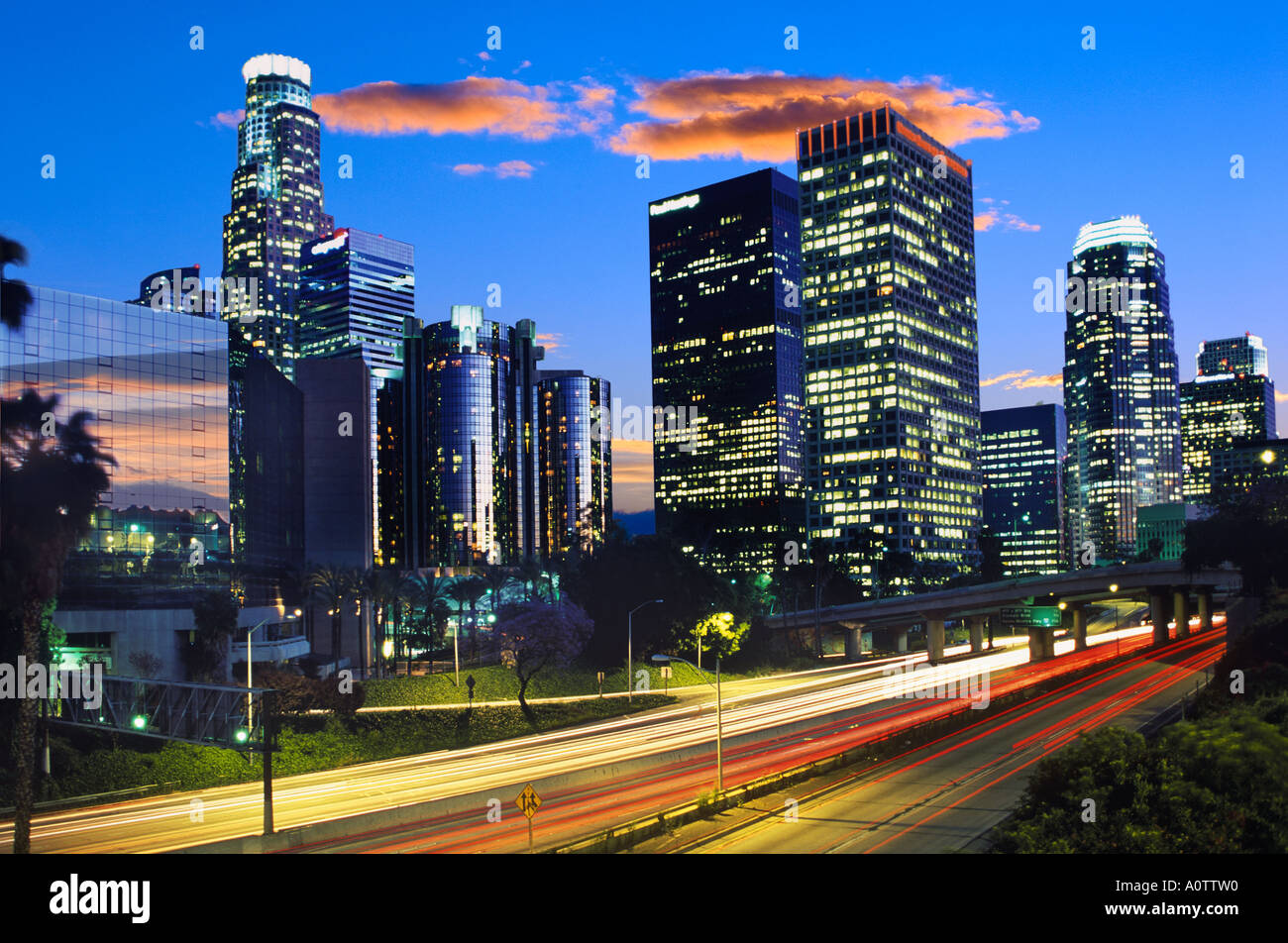 DOWNTOWN AND HARBOR FREEWAY LOS ANGELES CALIFORNIA Stock Photo - Alamy
