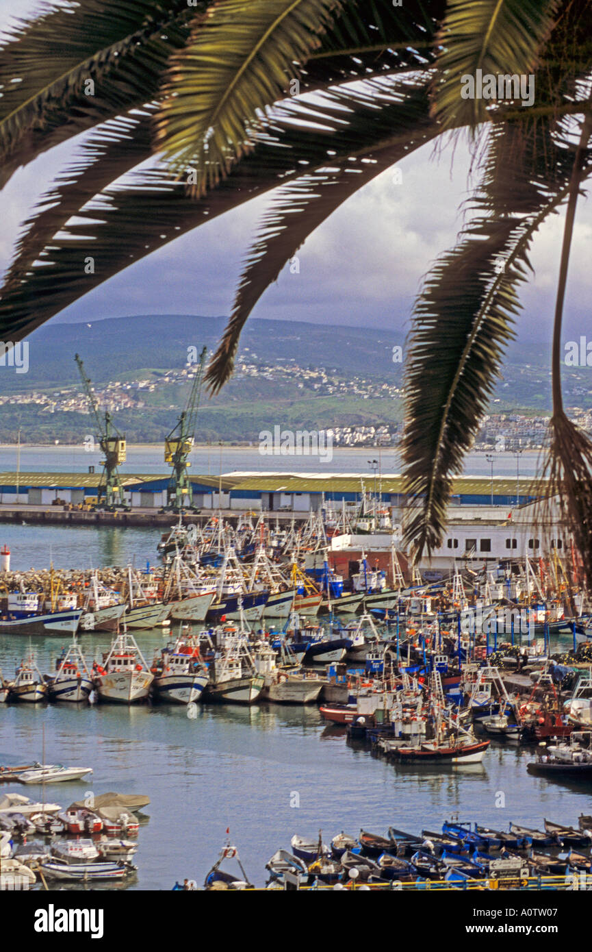 AFRICA MOROCCO TANGIER View of the port of Tangier with boats ships ...