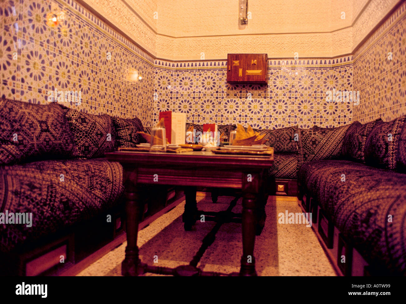 AFRICA MOROCCO TANGIER Moroccan tea room and restaurant decorated in ...