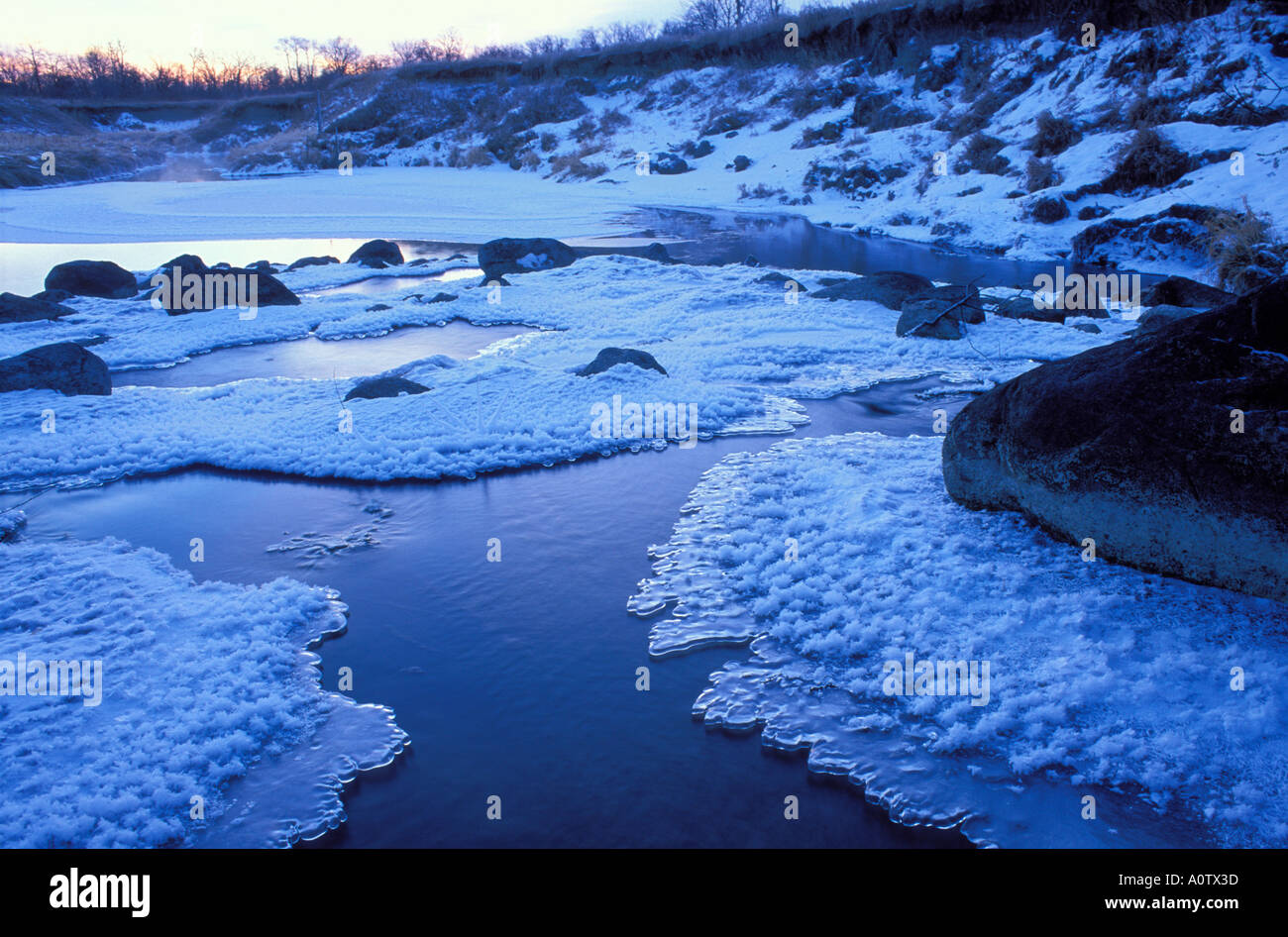 Ice along the Tongue River in Icelandic State Park North Dakota Stock ...