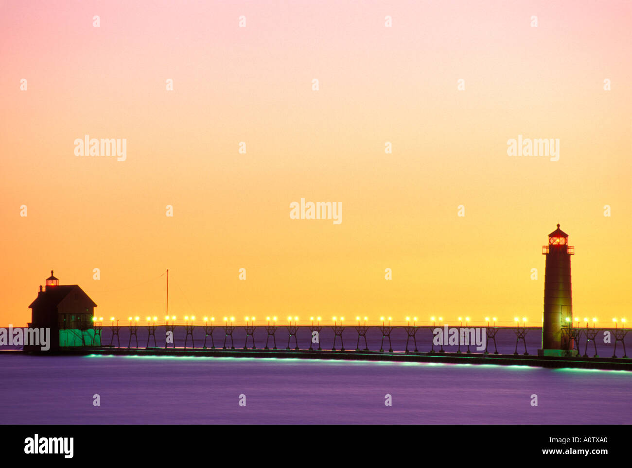 Grand haven pier lights hi-res stock photography and images - Alamy