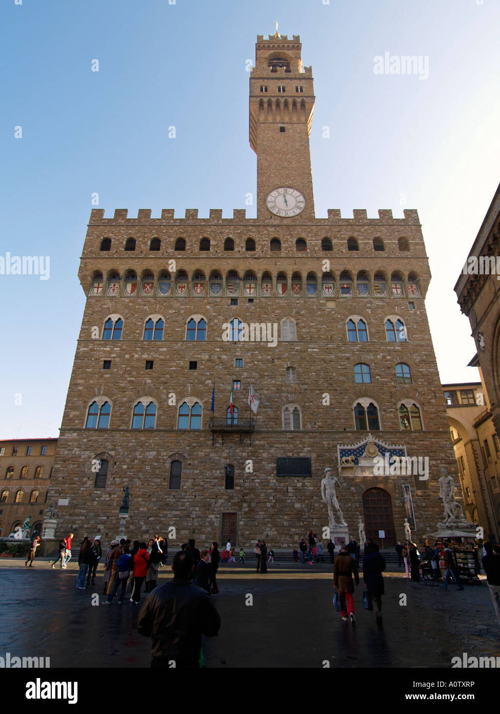 Palazzo Vecchio old palace front view Piazza della Signoria Florence ...