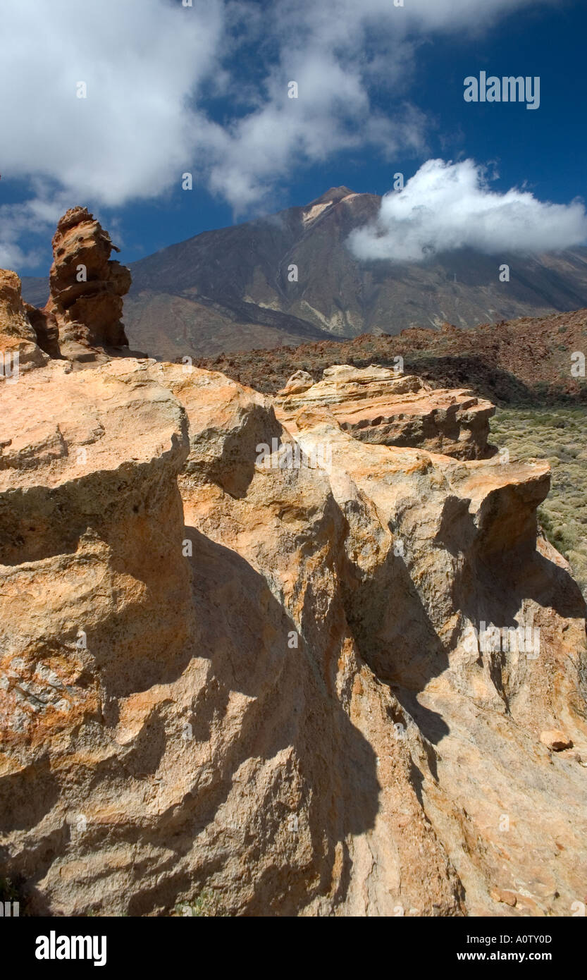 Piedras Amarillas (yellow rocks) and mount Teide, Parque nacional del ...