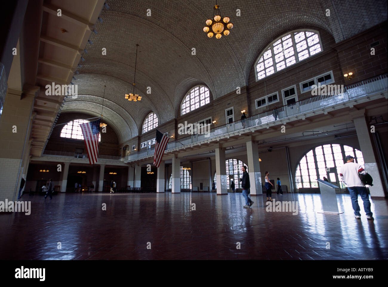 The Great Hall Ellis Island immigration gateway to the New World Stock ...