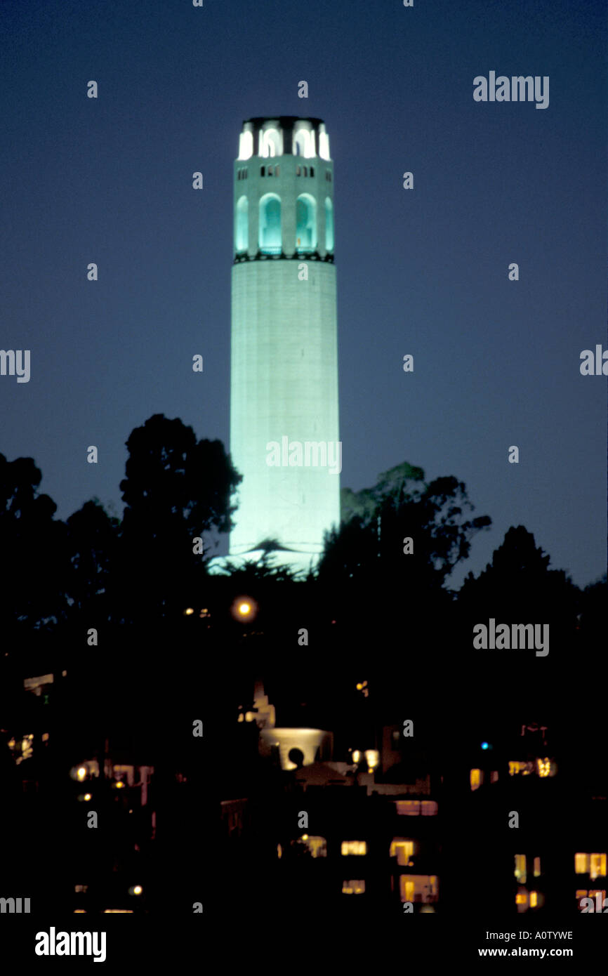 Coit Tower on Telegraph Hill in San Francisco showing a tourist ...