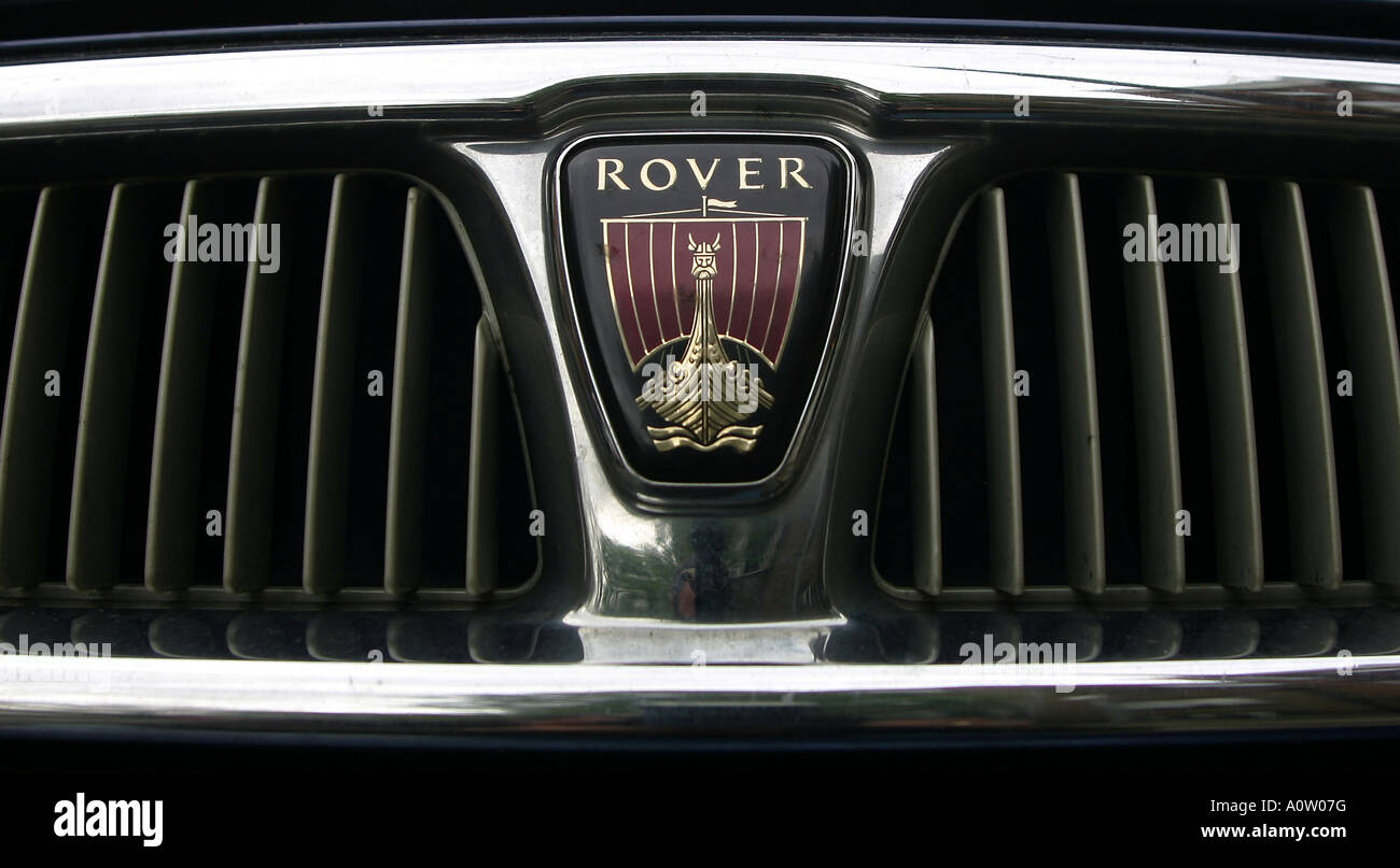 Detail view of a Rover car badge Stock Photo - Alamy