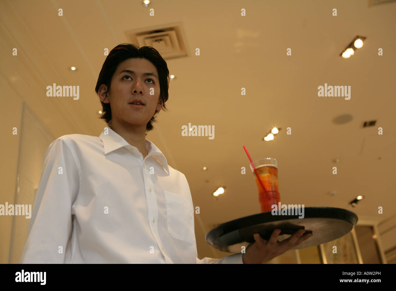 Low angle view waiter holding hi-res stock photography and images - Alamy