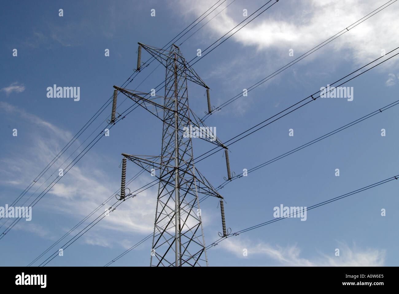 Electricity Pylon and Power Cables Stock Photo - Alamy