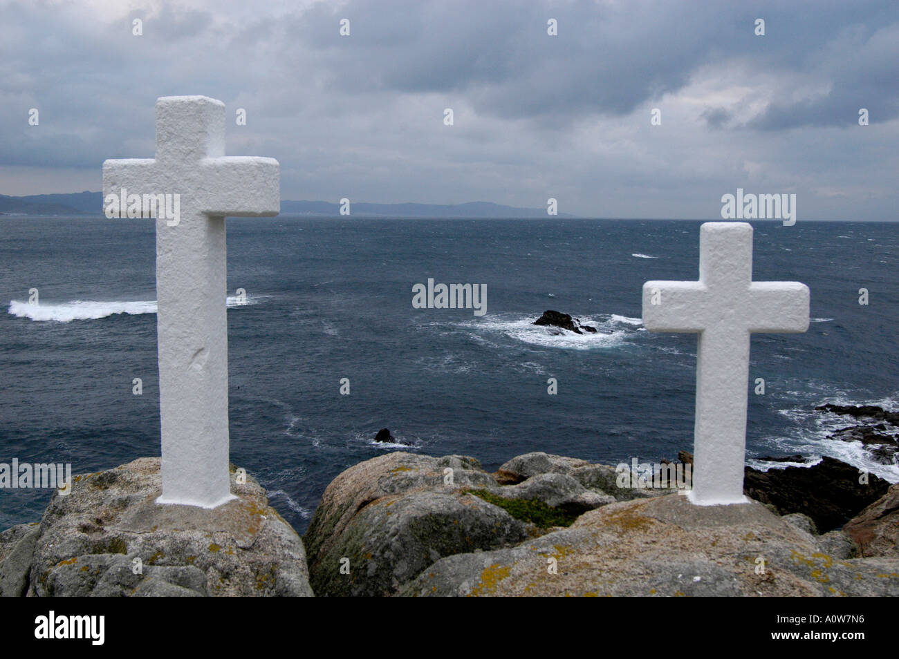 Crosses in remembrance of the dead fishermen and popular spanish ...