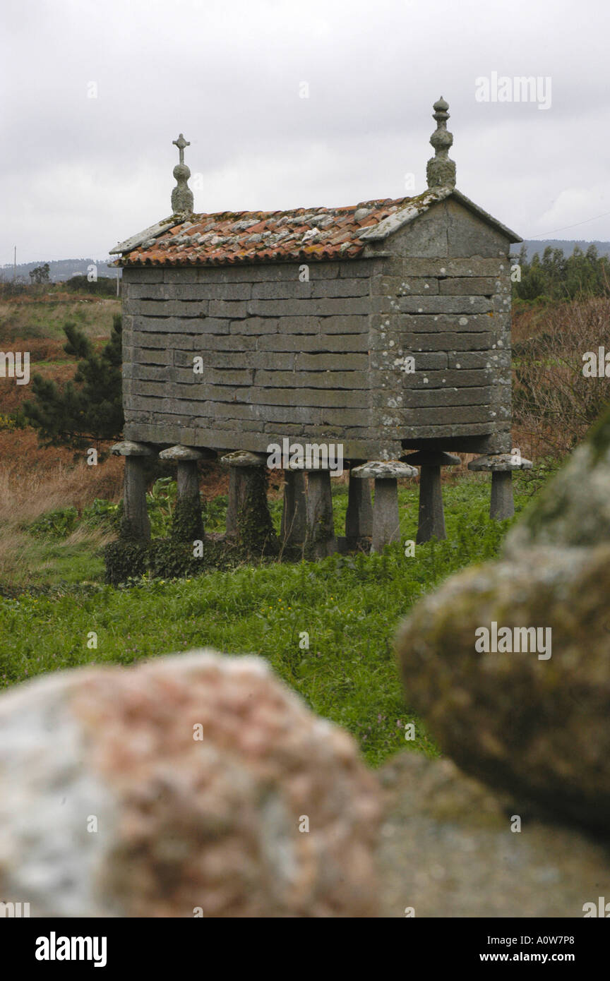 An horreo or cabazo a typical construction of Galicia Spain Stock Photo ...