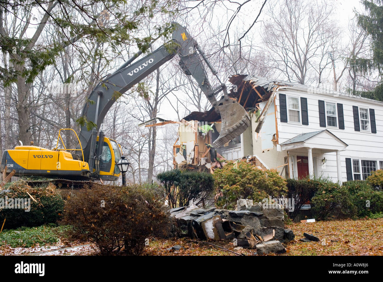 Home being torn down to build MacMansion Stock Photo - Alamy
