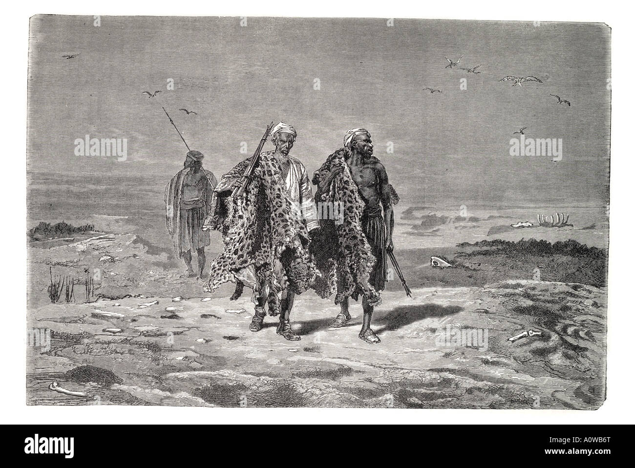 arab hunter hunt leopard skin hide big cat rifle spear Mesopotamia ...