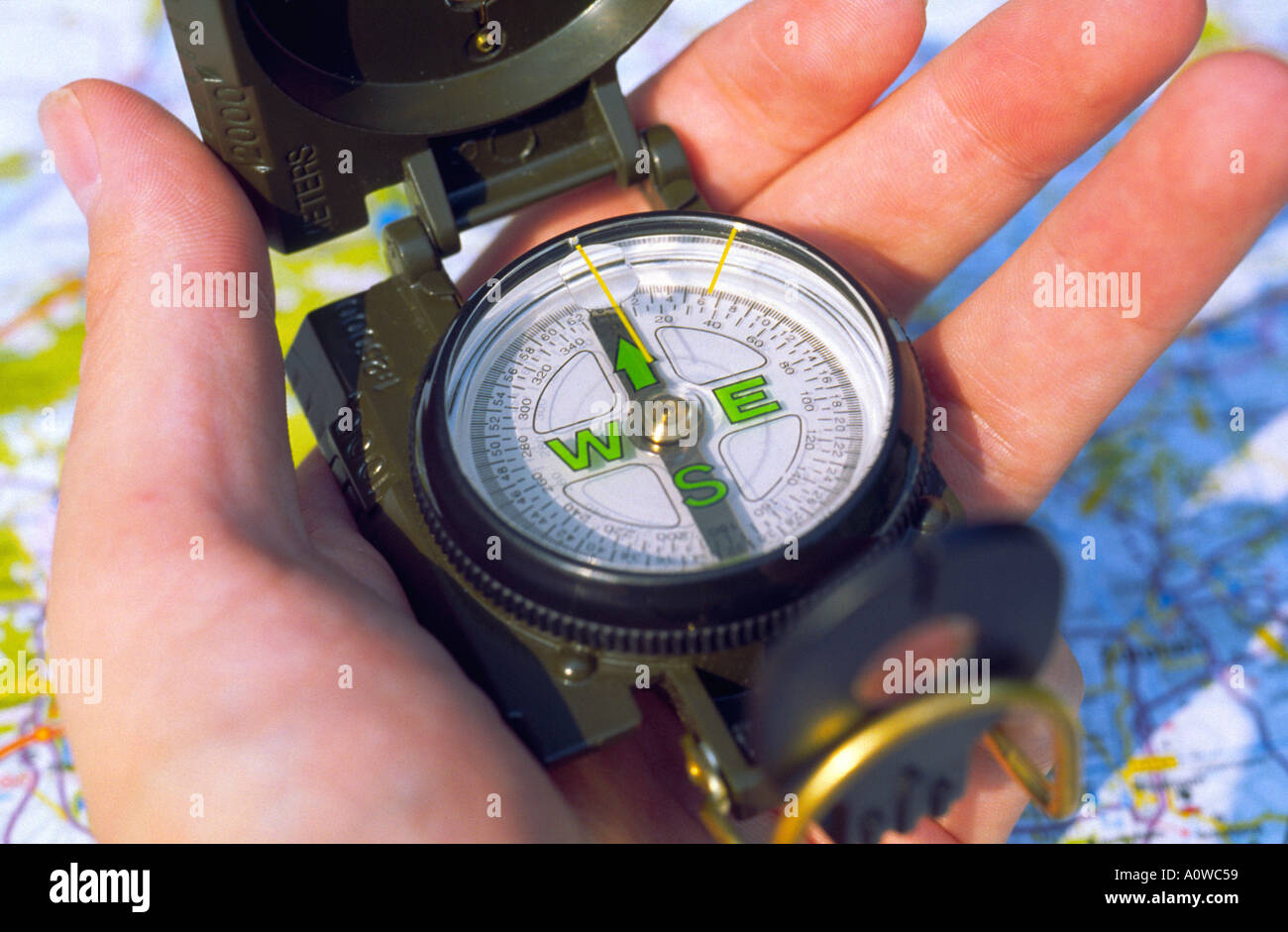 Hand bearing compass map hi-res stock photography and images - Alamy