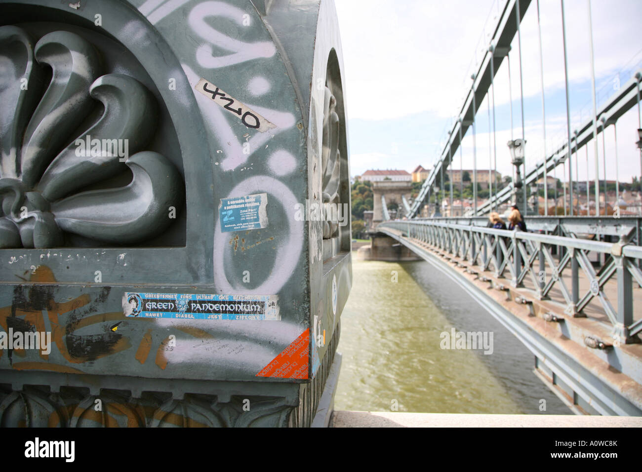 Chain Bridge graffiti Budapest Hungary Stock Photo - Alamy