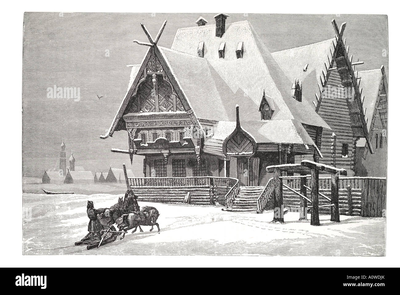 wayside inn Russia soviet union snow winter sledge sleigh hotel hostel ...