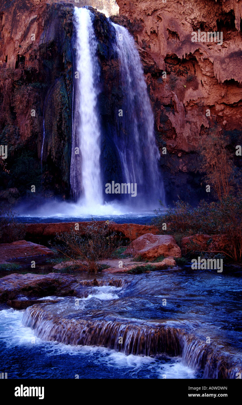 Waterfall in the Havasupai Indian reservation /Grand Canyon Stock Photo ...